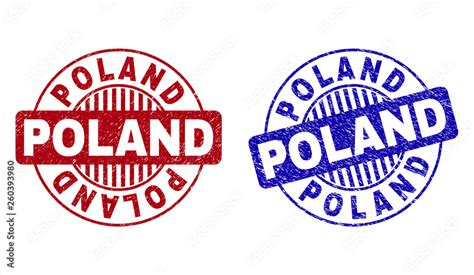 Grunge POLAND round stamp seals isolated on a white background. Round ...
