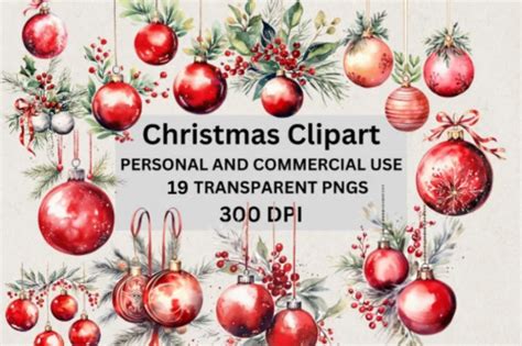 Christmas Ornament Watercolor Clipart Graphic By Laxmuni · Creative Fabrica