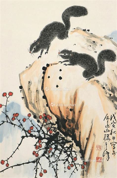 松鼠 立轴 设色纸本2018四季艺术品拍卖会万鎏拍卖拍品价格图片拍卖专场拍卖会预展拍卖会结果卓克拍卖频道