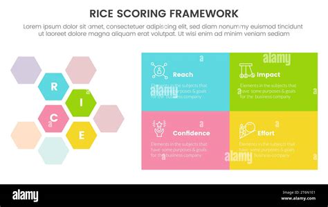 Rice Scoring Model Framework Prioritization Infographic With Honeycomb And Rectangle Box With 4
