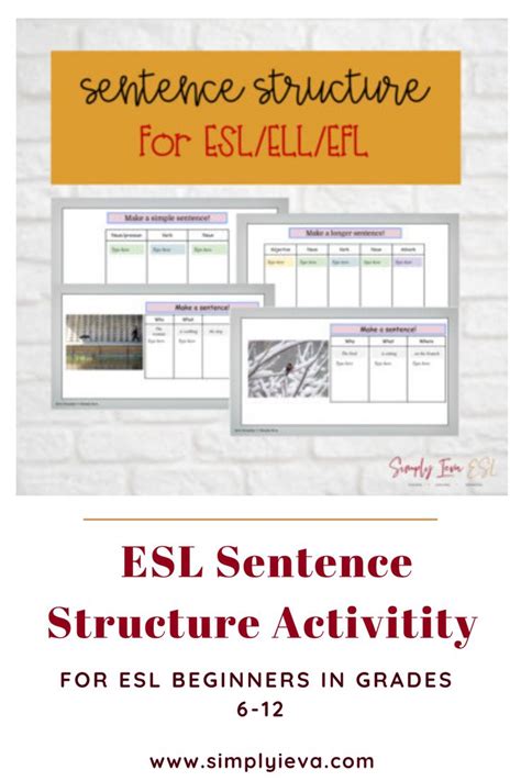 Esl Sentence Structure Activities Interactive Worksheet