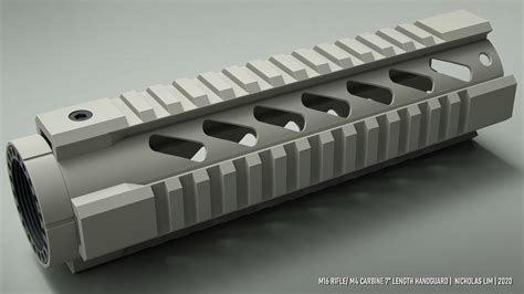 Artstation M16 Rifle M4 Carbine 7 Handguard Quad Rail Kitbash Model