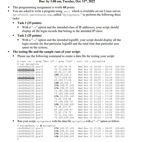 This Programming Assignment Is Worth 60 Points