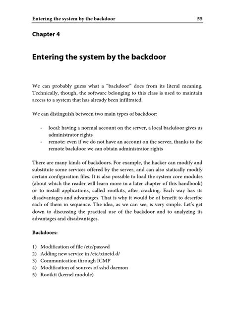 Entering The System By The Backdoor Pdf Port Computer Networking Network Socket