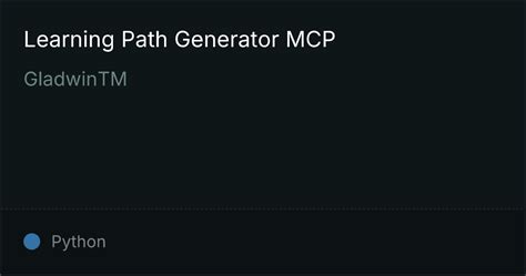 Learning Path Generator Mcp Glama