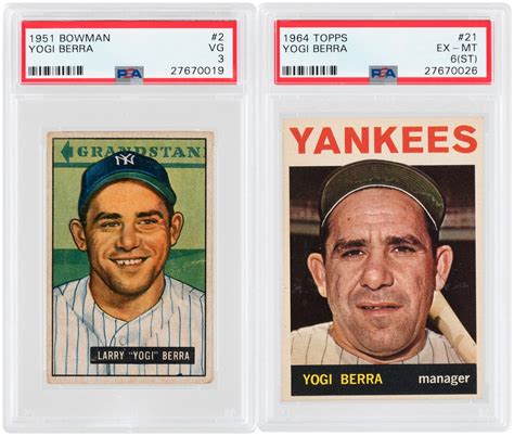 Hakes Yogi Berra Psa Graded Lot Of Eight Cards