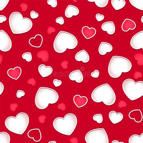 Cute Hearts Seamless Pattern With A Red Background Stock Vector