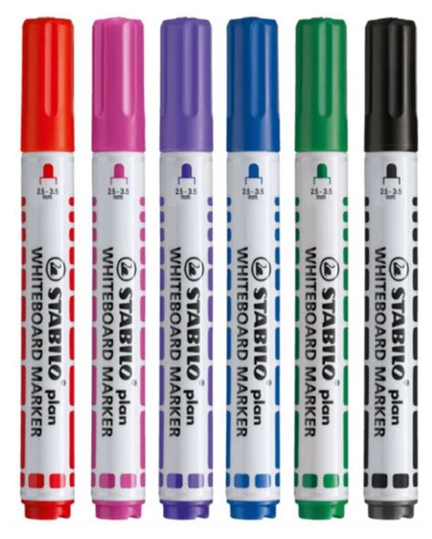 6 шт Набор маркеров для досок STABILO plan WHITEBOARD marker круглый 2 ...