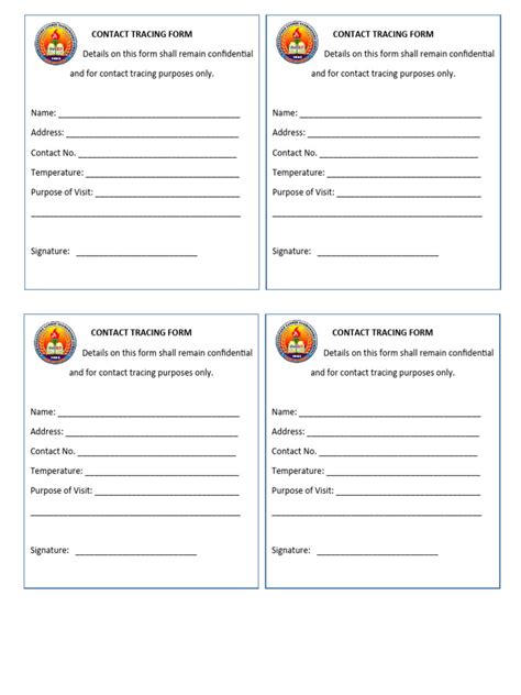 Contact Tracing Form Pdf