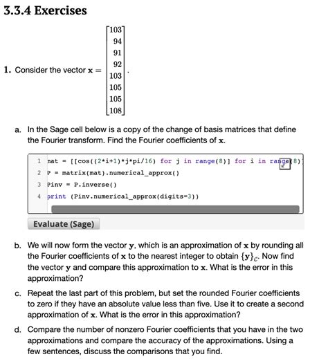 Solved Exercises Consider The Vector Chegg
