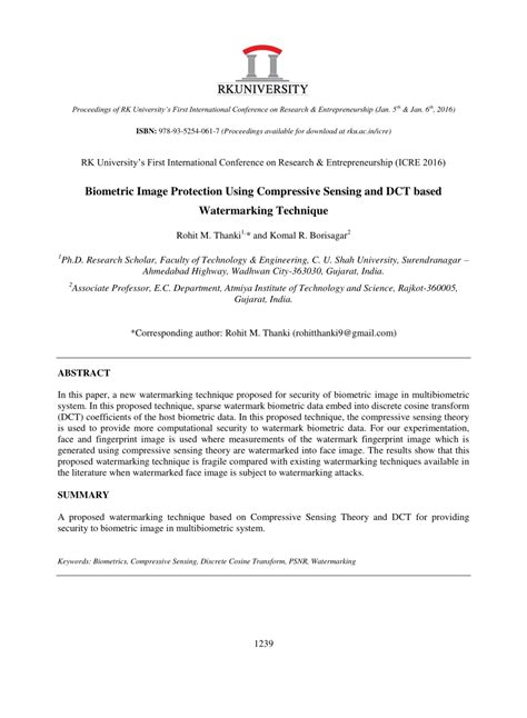Pdf Biometric Image Protection Using Compressive Sensing And Dct