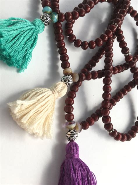 Stretch 108 Bead Mala Bracelet With Tassel Yoga Jewelry Wood Bracelet