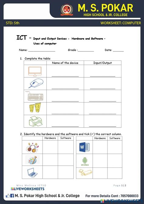 Energy Input Output Worksheet