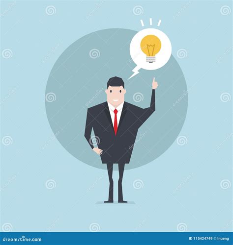 Businessman With Light Bulb In Speech Bubble Get The Idea Stock Vector