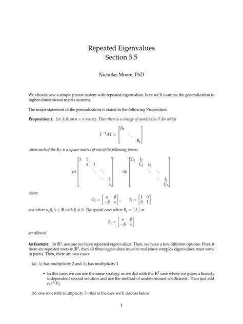 General Repeated Eigenvalues Pdf Eigenvalues And Eigenvectors