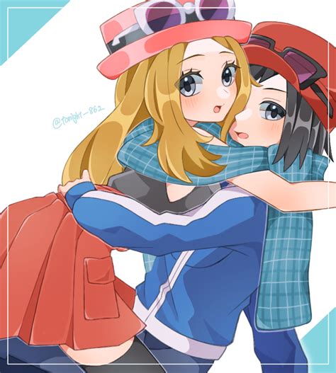 Safebooru 1girl Black Hair Blue Jacket Blush Calem Pokemon Eyewear