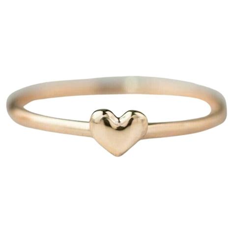14k Solid Gold Heart Ring Minimalist Dainty Ring Band Heart Ring