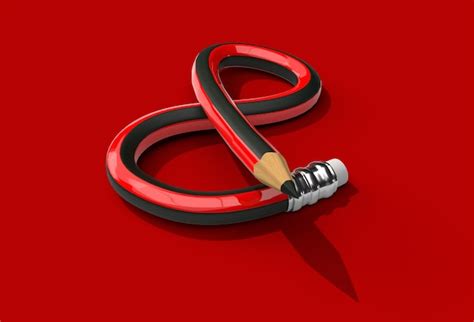 구부러진 연필 글꼴 문자 S 펜 도구의 3d 렌더링 합성하기 쉬운 Jpeg에 포함된 클리핑 경로 생성 무료 사진