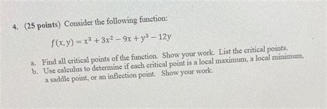 Solved 4 25 Points Consider The Following Function
