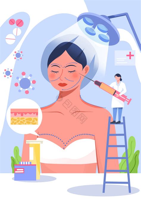 医美美容整容医疗行业插画图片 包图网