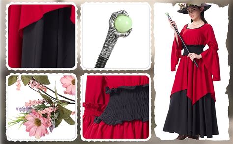 Renaissance Witch Costume Women Medieval Red Victorian