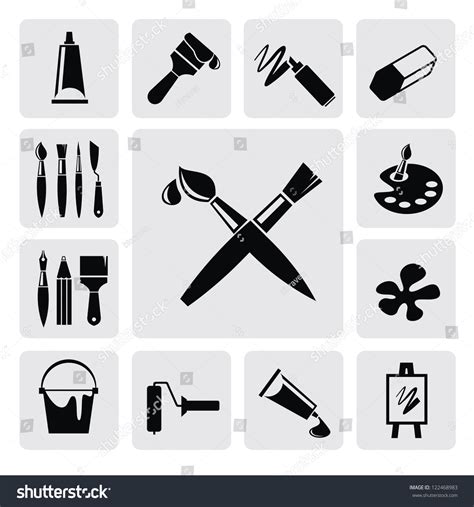 Vector Black Art Icons Set On Gray Shutterstock