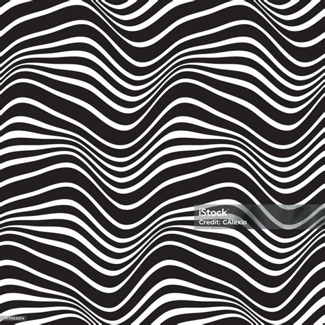 흑백의 광학 물결 모양 줄무늬 수평선 배경입니다 원활한 반복 패턴 벡터 그림입니다 섬유 포장 인쇄 웹 및 모든 종류의 장식 프로젝트에 적합합니다 0명에 대한 스톡 벡터 아트