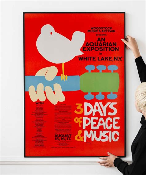 Woodstock Music Festival Poster 1969 Vintage Concert Poster Etsy