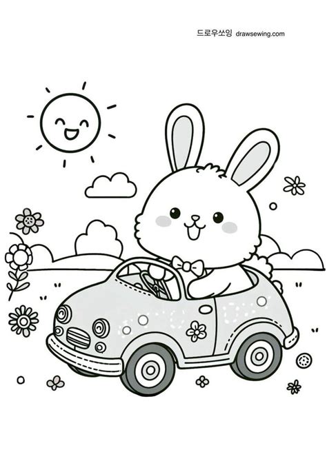 귀여운 토끼 색칠 도안 컬러링 페이지 토끼 그리기 성인용 컬러링 페이지