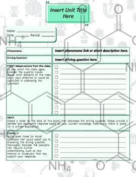 Anchoring Phenomena Model Handout For Molecular Motion Template Rubric