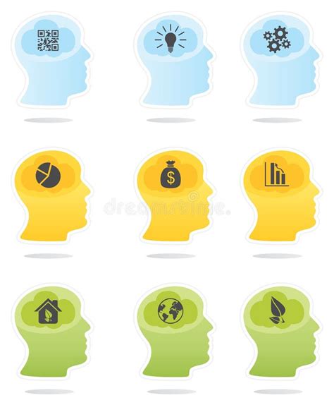 Head Profiles With Idea Symbols Stock Vector Illustration Of Profile