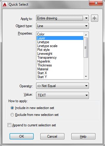 AutoCAD Quick Select CADnotes