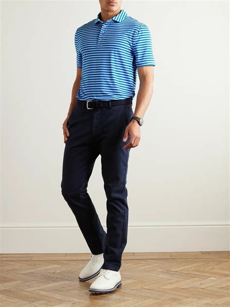 Gfore Striped Perforated Tech Jersey Polo Shirt Blue Gfore