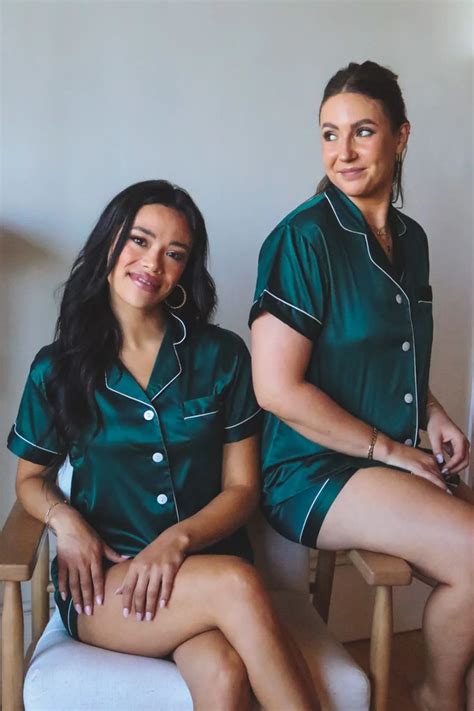 Forest Green Satin Pajamas Shorts Set Satin Pajamas Pajamas Lounge Wear