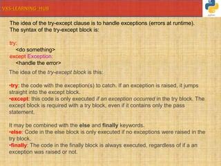 Python Exception Handling Using Try Except Finally PPT