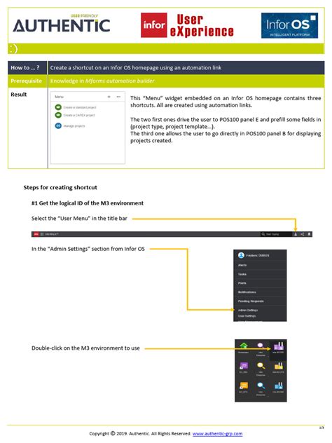 2019uxhow Tocreate A Shortcut On An Infor Os Homepage Using An Automation Link Pdf