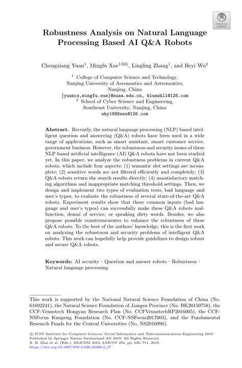 pdf robustness analysis on natural language processing based ai qanda