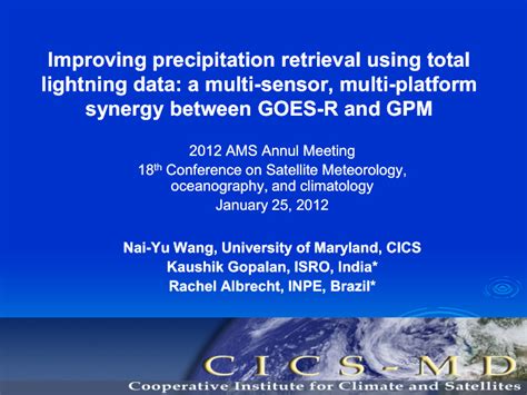 Ppt Improving Precipitation Retrieval Using Total Improving