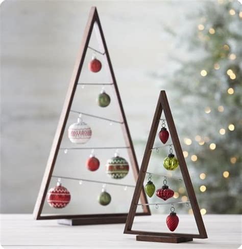 Wood Christmas Trees With Ornaments