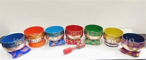 7 Chakra Tibetan Singing Bowl Set With Orange Sacral Chakras Design For Healing At Rs 780set