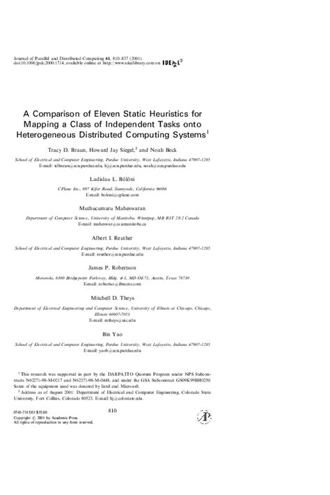 Pdf A Comparison Of Eleven Static Heuristics For Mapping A Class Of Independent Tasks Onto