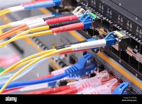 Fiber Optic And Network Patch Cord Cables In Data Center Stock Photo Alamy