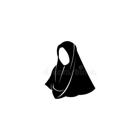 Hijab Women Black Silhouette Icons App Stock Illustration