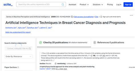 Artificial Intelligence Techniques In Breast Cancer Diagnosis And Prognosis Scite Report