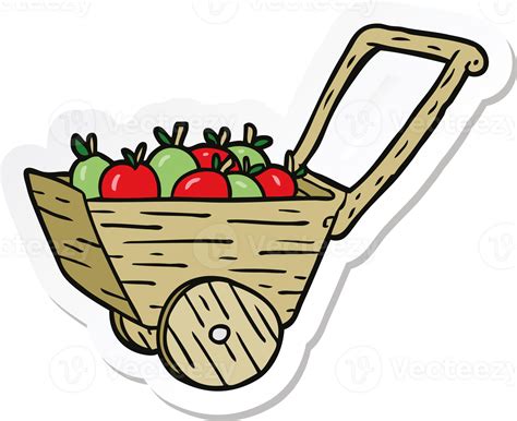 Sticker Of A Cartoon Apple Cart 45267728 Png