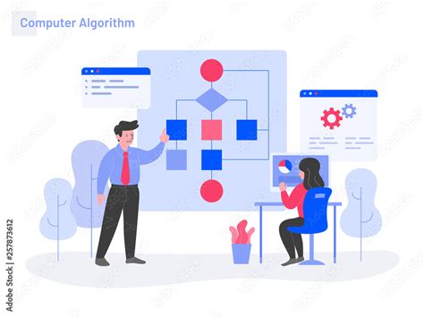computer algorithm illustration concept modern flat design concept of