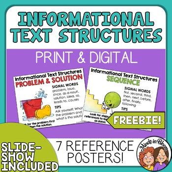 Informational Text Structures Posters Freebie - Description, Sequence ...