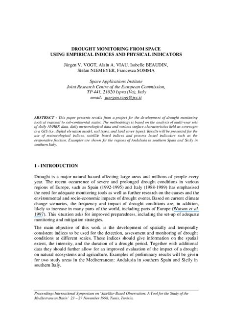 Pdf Drought Monitoring From Space Using Empirical Indices And