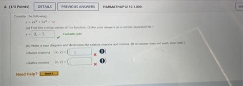 Solved Consider The Following Y2x55x4−12 A Find The