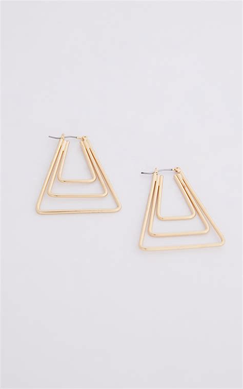 Myjela Earrings Layered Triangle Hoop Earrings In Gold Showpo